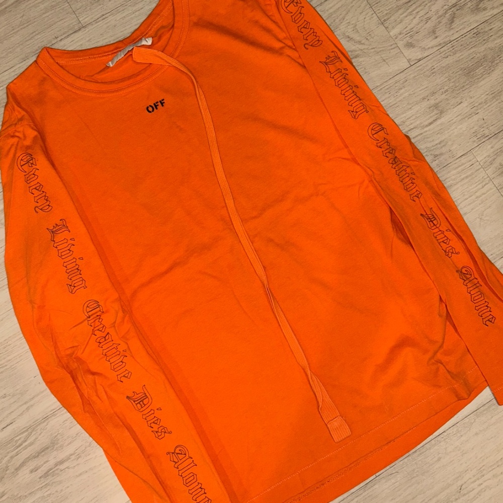 Off-White X Vlone Crewneck Orange Longsleeve Size L - Gem